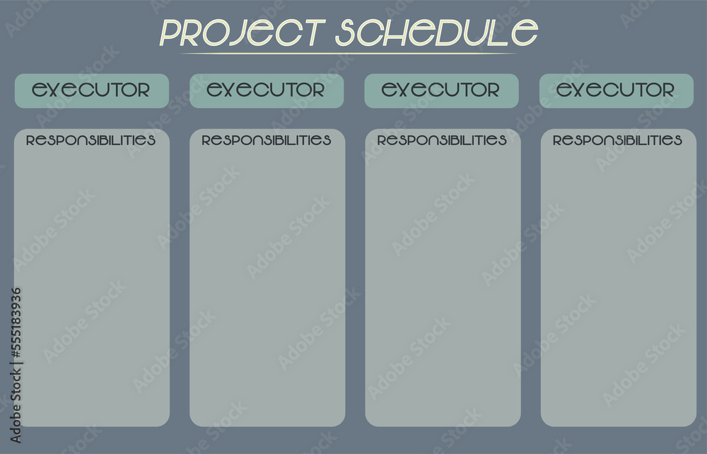 Project schedule, planner, work schedule, notes, executors, to do list ...