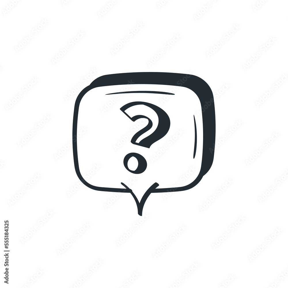 Question mark icon doodle sign or ask FAQ and QA answer solution information. Question answer or ...