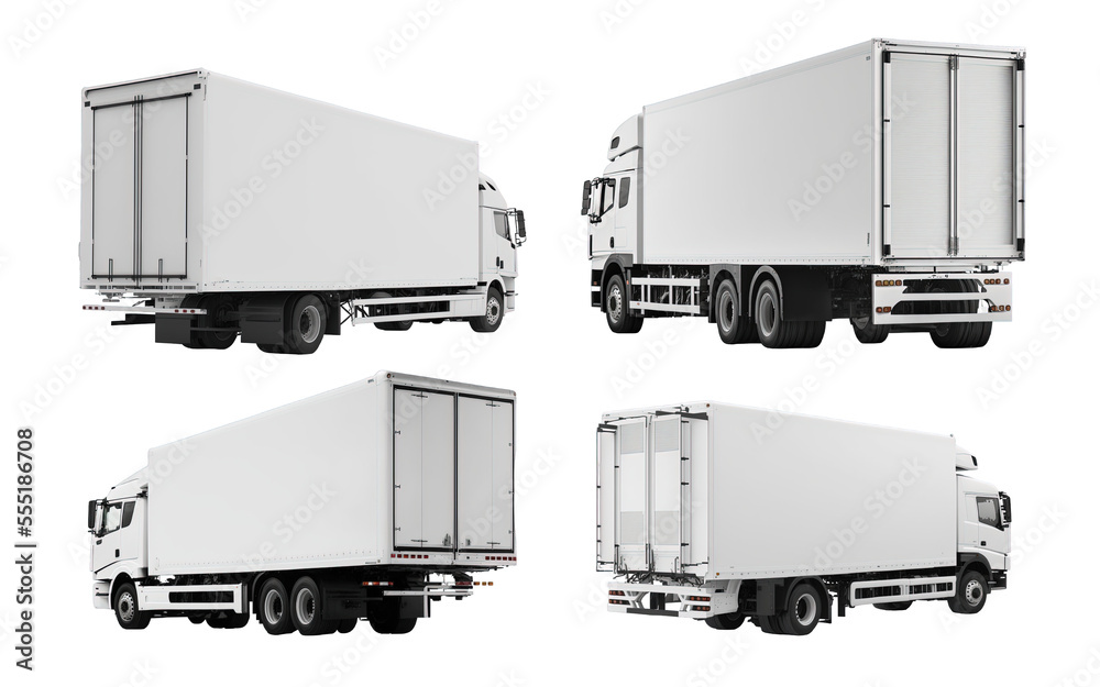 White Truck Side View and Back View, Pickup Truck or Shipping Truck on ...