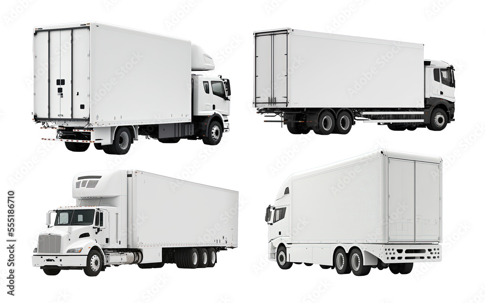 White Truck Side View and Back View, Pickup Truck or Shipping Truck on ...