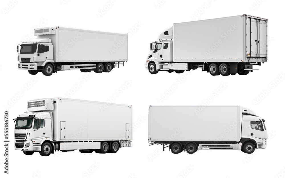 White Truck Side View and Back View, Pickup Truck or Shipping Truck on ...
