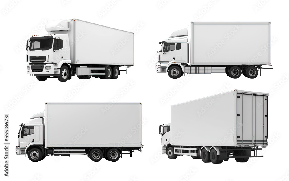 White Truck Side View and Back View, Pickup Truck or Shipping Truck on ...