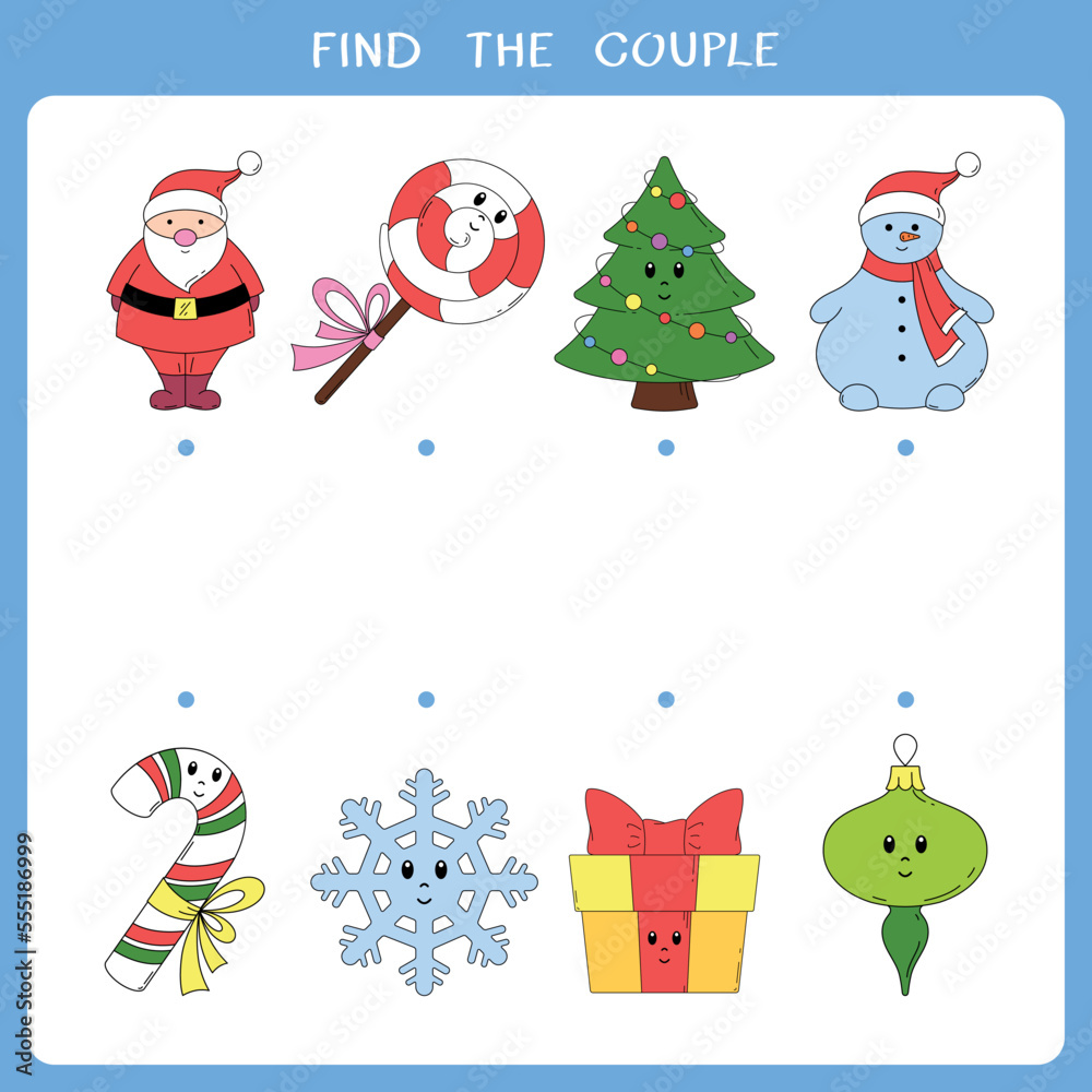 Find the couple. Simple educational game for kids. Vector worksheet ...