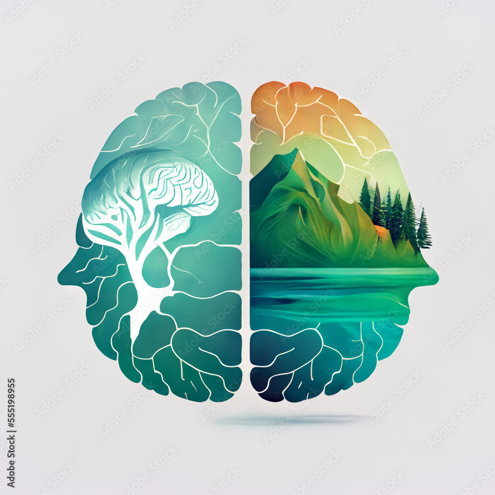 AI generated art of left and right side of human brain. Concept for ...