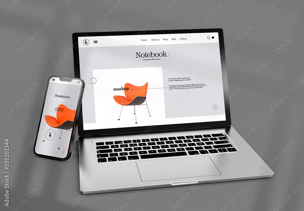 Laptop and Smartphone Mockup Stock Template | Adobe Stock