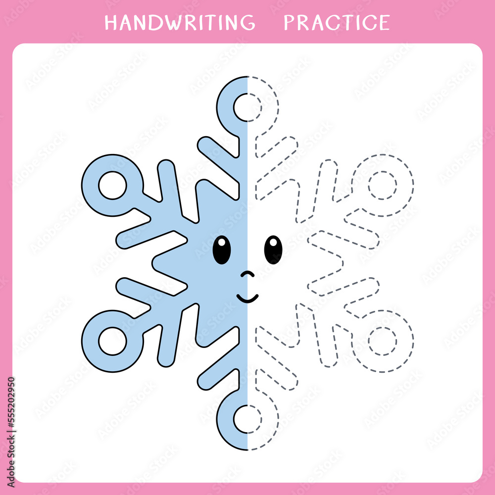 Handwriting practice sheet. Simple educational game for kids. Vector ...