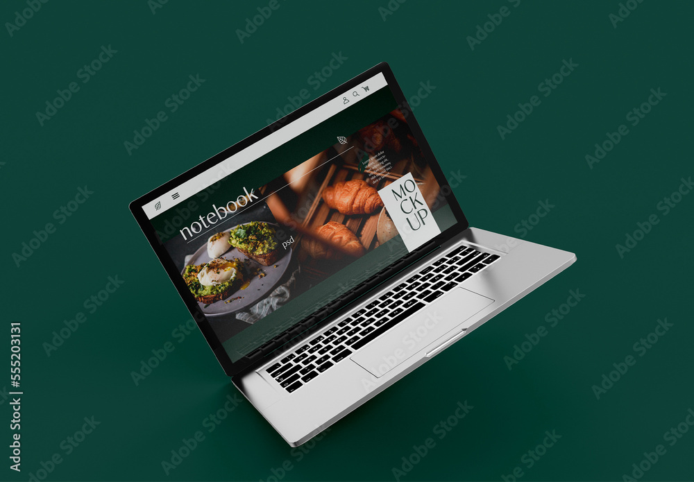 Floating Laptop Mockup Stock Template | Adobe Stock