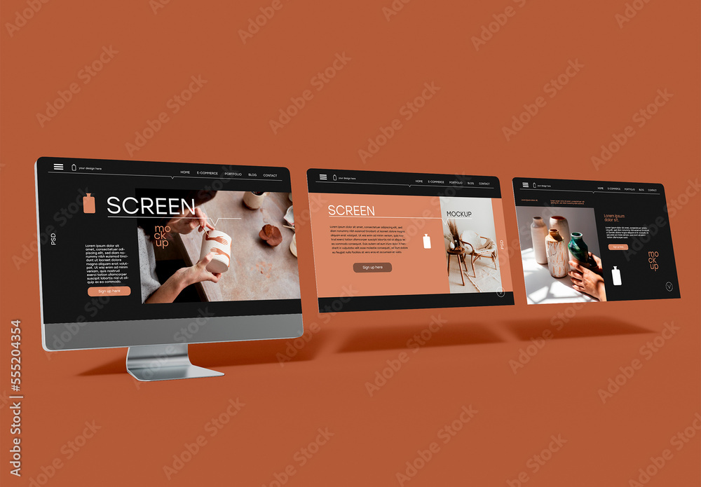 Computer Screens Mockup Stock Template | Adobe Stock