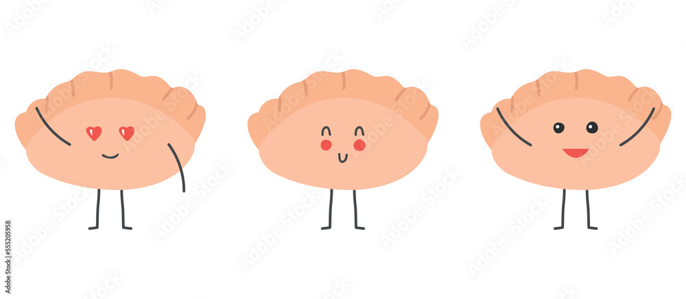 Happy gyoza cartoon character emoji vector illustration Stock Vector ...