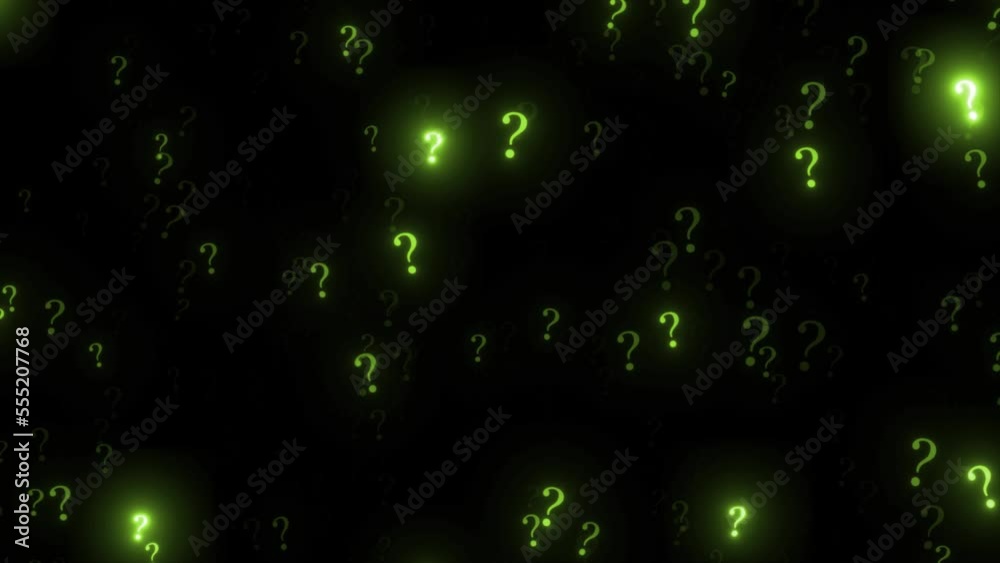 Animation Of Glowing Question Mark Over Black Background, Blinking ...