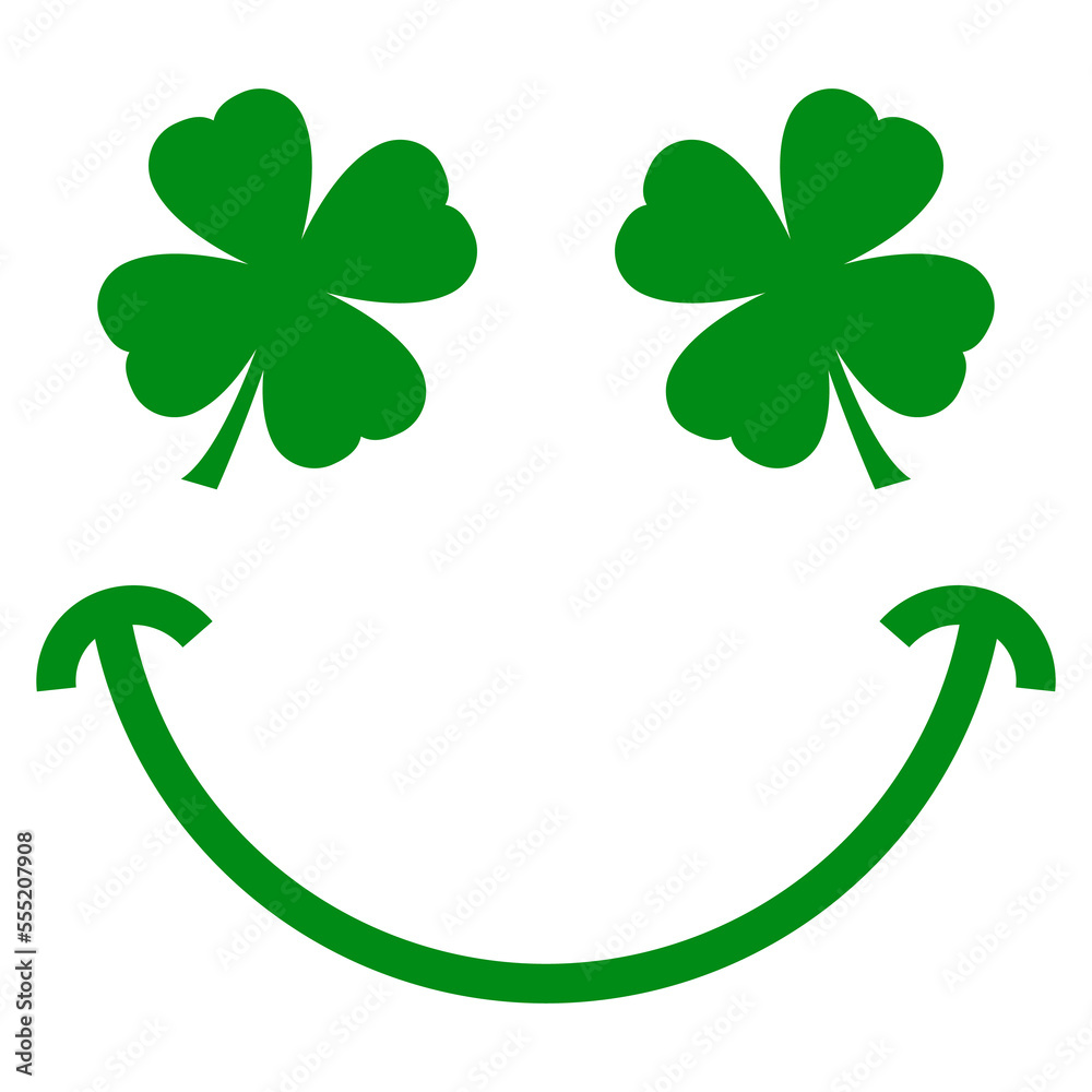 Día de San Patricio. Símbolo de suerte. Silueta aislada de emoticono ...