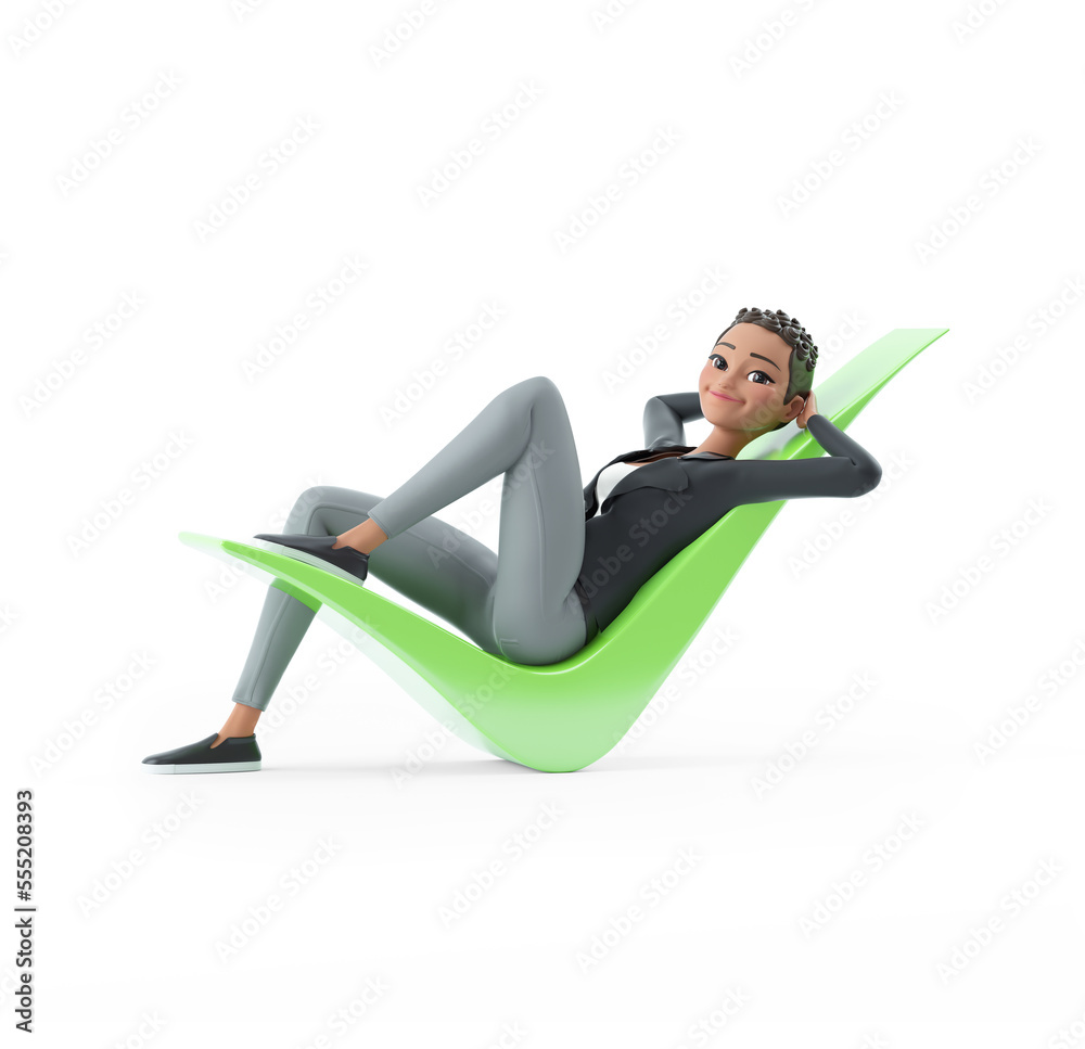 3d character woman lying down on check mark Stock Illustration | Adobe ...