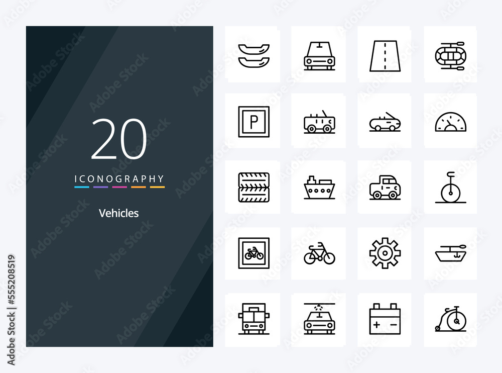 Vetor de 20 Vehicles Outline icon for presentation do Stock | Adobe Stock