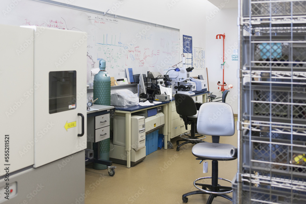 Chemical analysis laboratory in an engineering university with oxygen ...