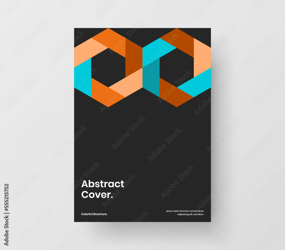 Isolated geometric shapes front page layout. Vivid magazine cover A4 ...