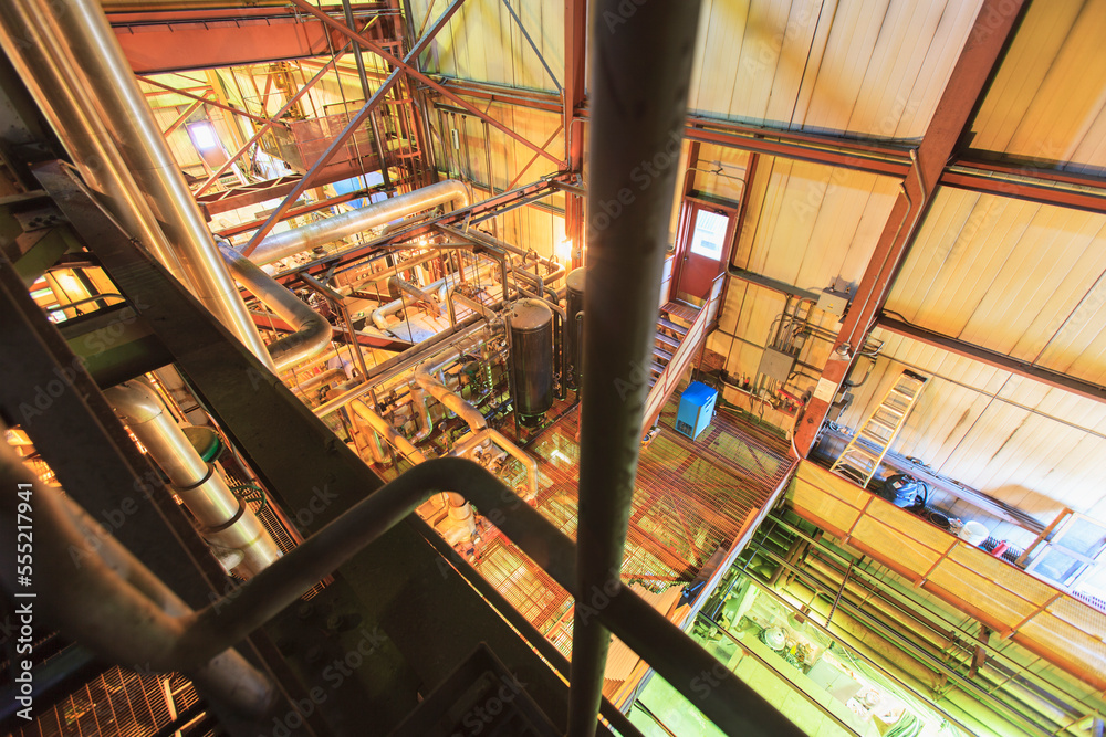 Caustic and acid mixing area of electric power plant Stock Photo ...