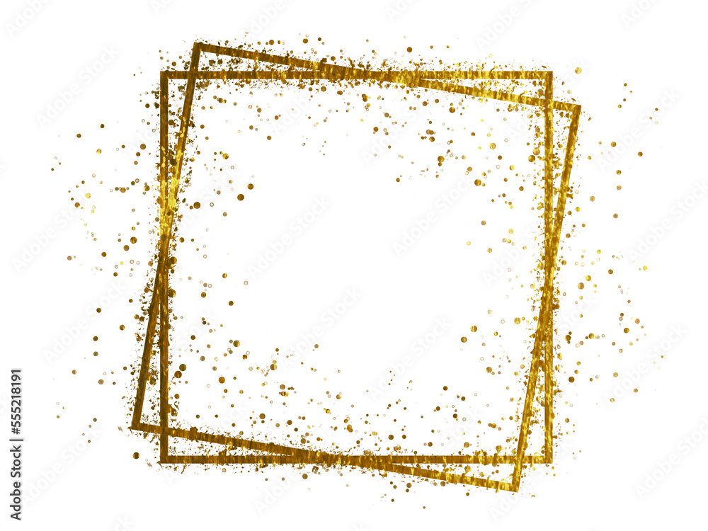 Simple Abstract gold frame with shiny particles, golden texture framing ...