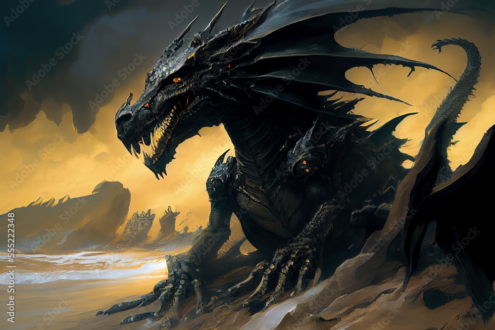 Dragon fantasy concept art mythological creature. Generative AI ...