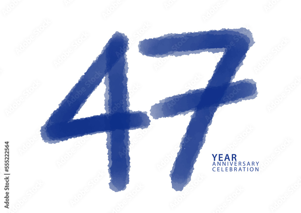 47 year anniversary celebration blue color logotype vector, 47 number ...
