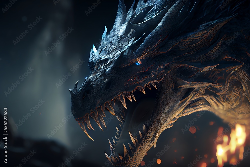 Dragon fantasy concept art mythological creature. Generative AI Stock ...