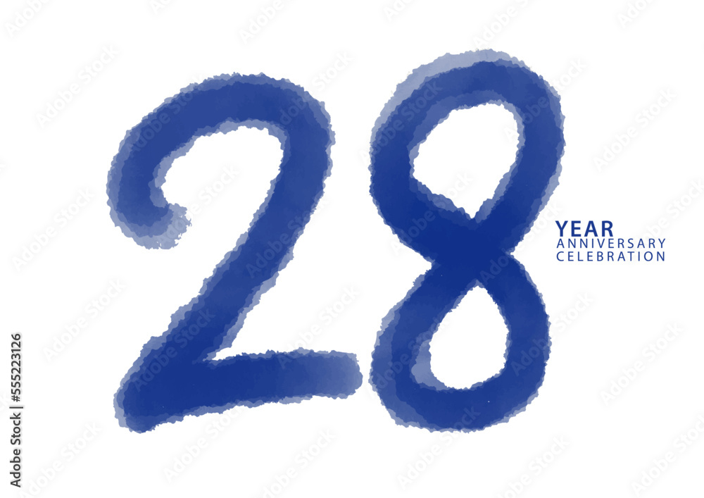 28 year anniversary celebration blue color logotype vector, 28 number ...