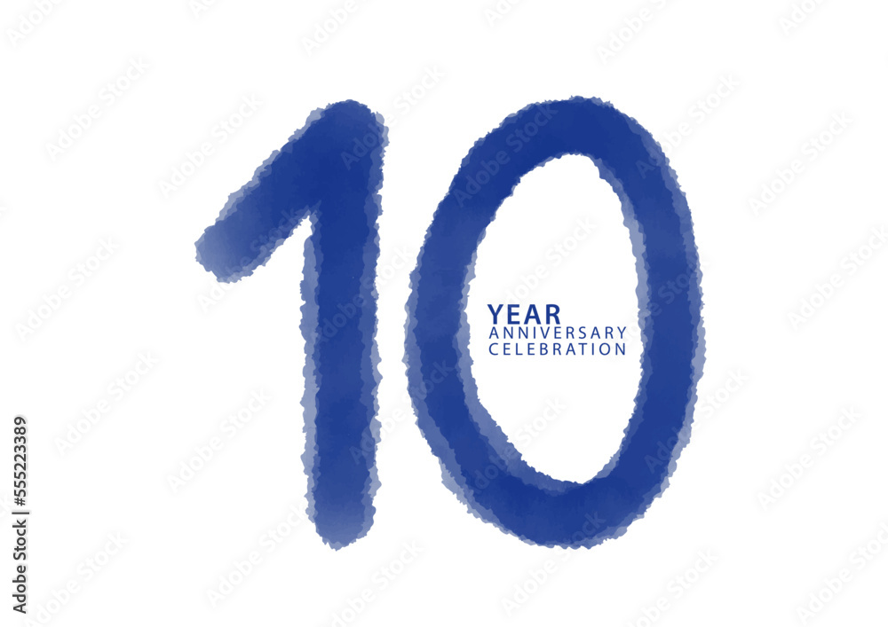 10 year anniversary celebration blue color logotype vector, 10 number ...