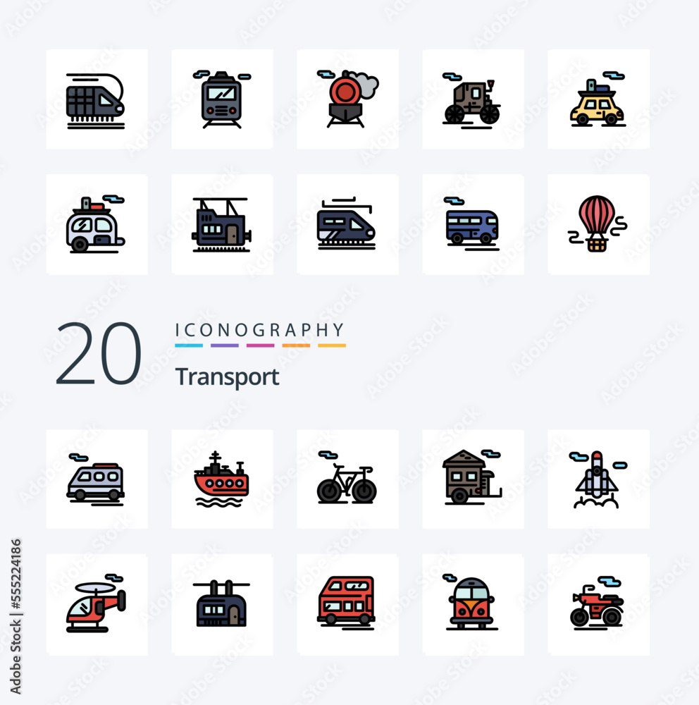 20 Transport Line Filled Color icon Pack like transport horse drawn ...