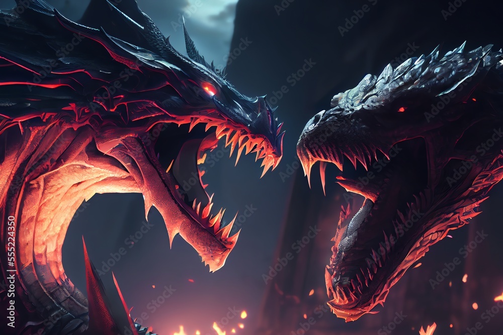 Dragon fantasy concept art mythological creature Stock Illustration ...