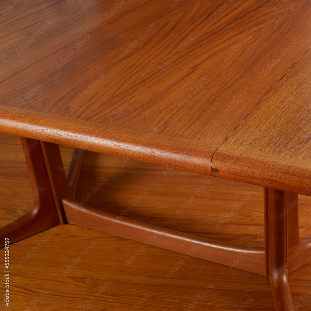 Table, mid-century modern dining room piece. Warm teak wood vintage ...