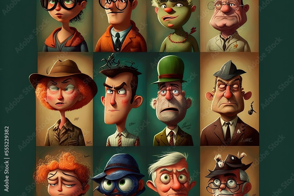 Generative Ai, Generative, Ai, Funny cartoon characters, in different ...