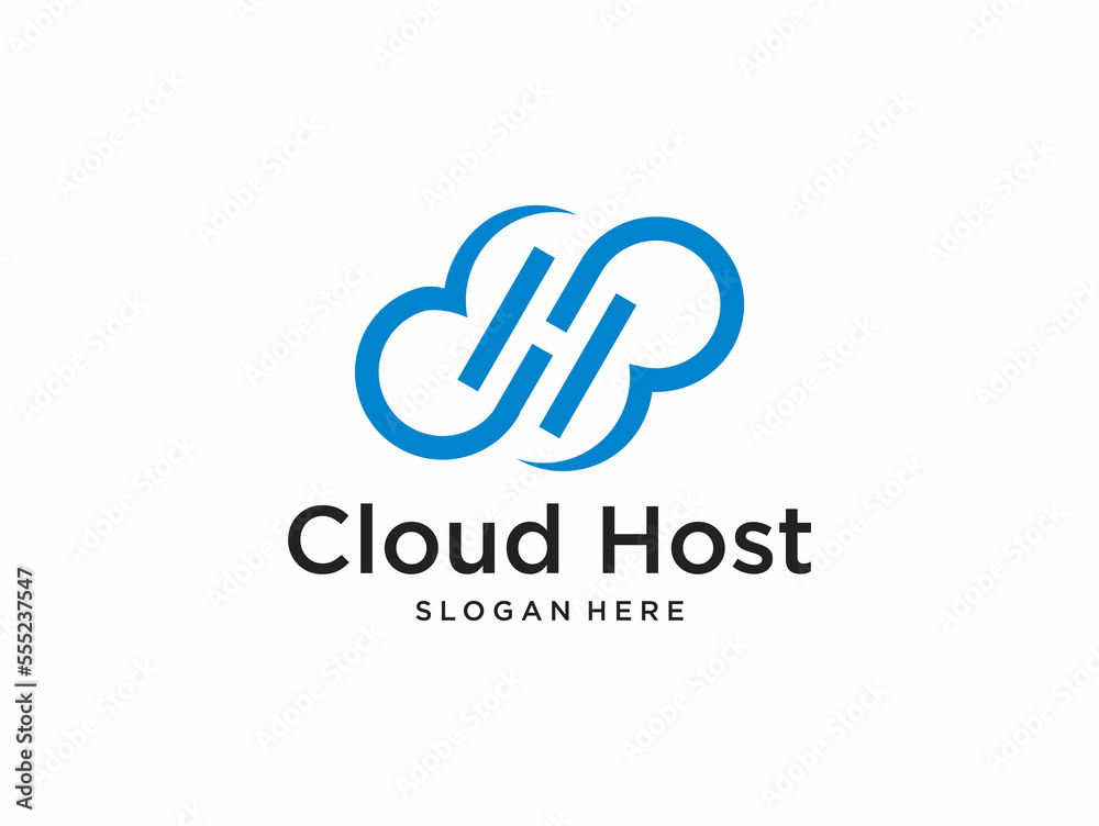 letter H with cloud host logo design inspiration Stock Vector | Adobe Stock