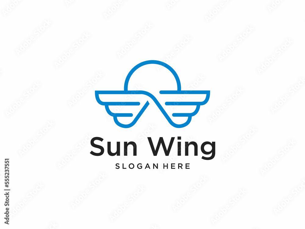 sun wing logo design with line art Stock Vector | Adobe Stock