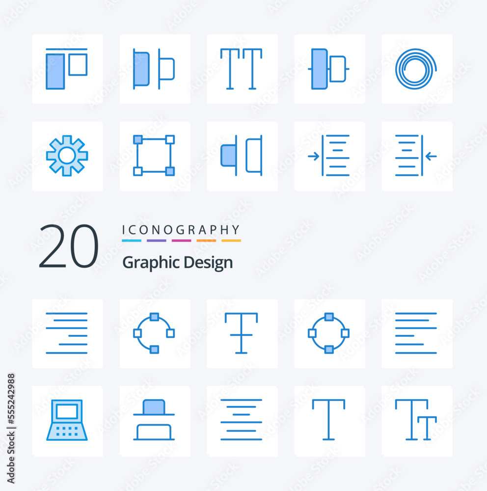 20 Design Blue Color icon Pack like hardware laptop strike text align ...