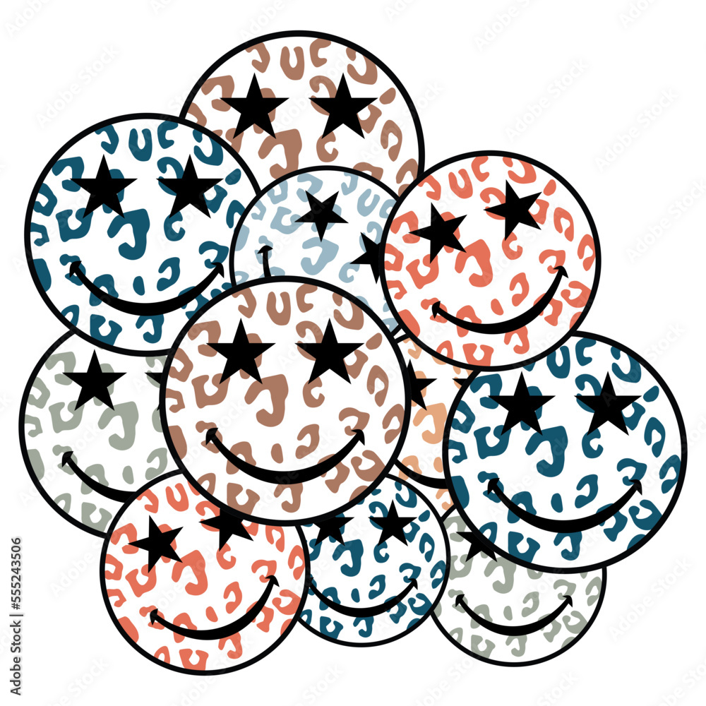 Retro Smile face png, face png file for sublimation, groovy png ...