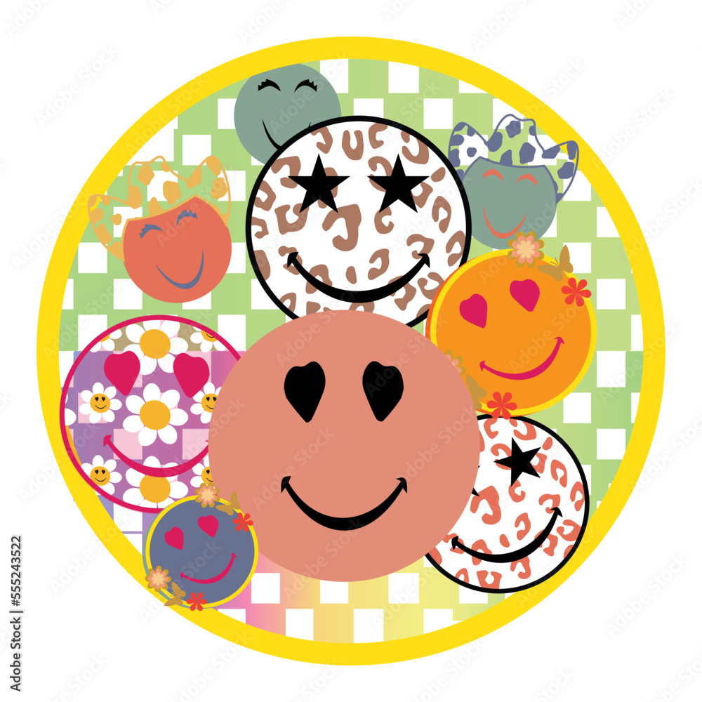 Retro Smile face png, face png file for sublimation, groovy png ...