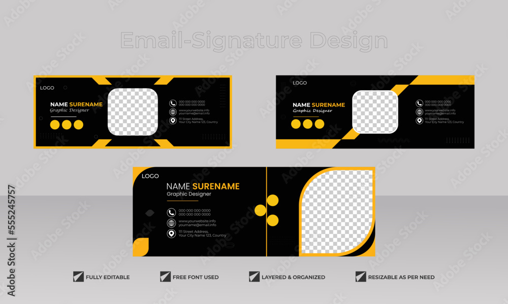 Black Background modern and minimal email signature design template ...