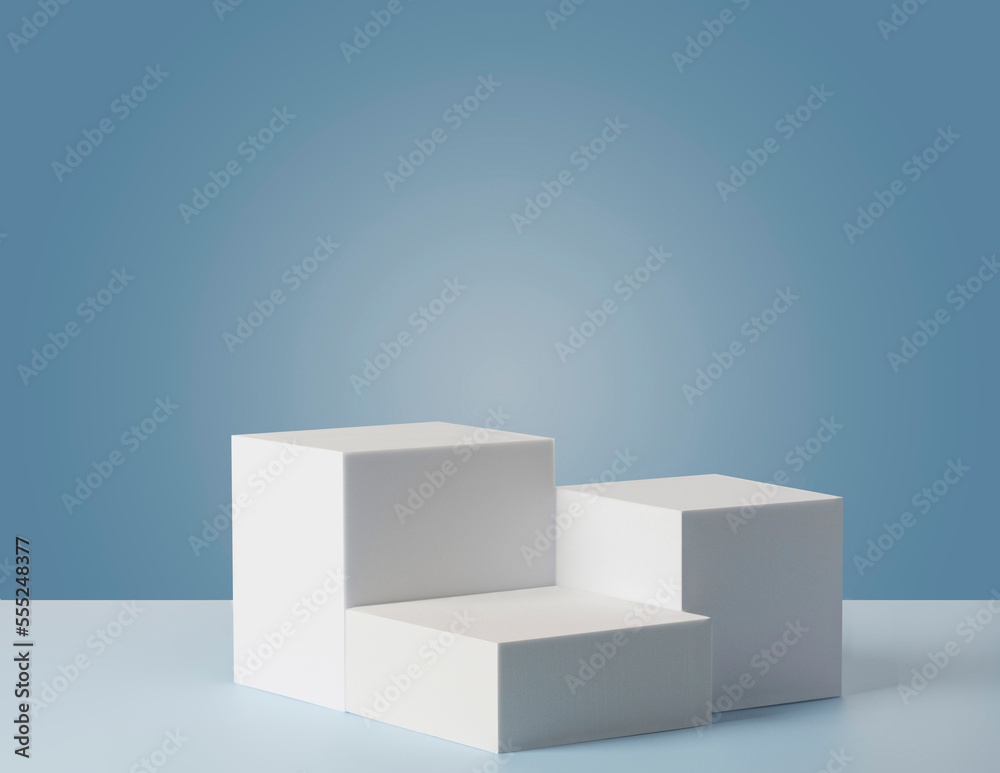 Square podiums are white. Abstract background. A stage for the ...