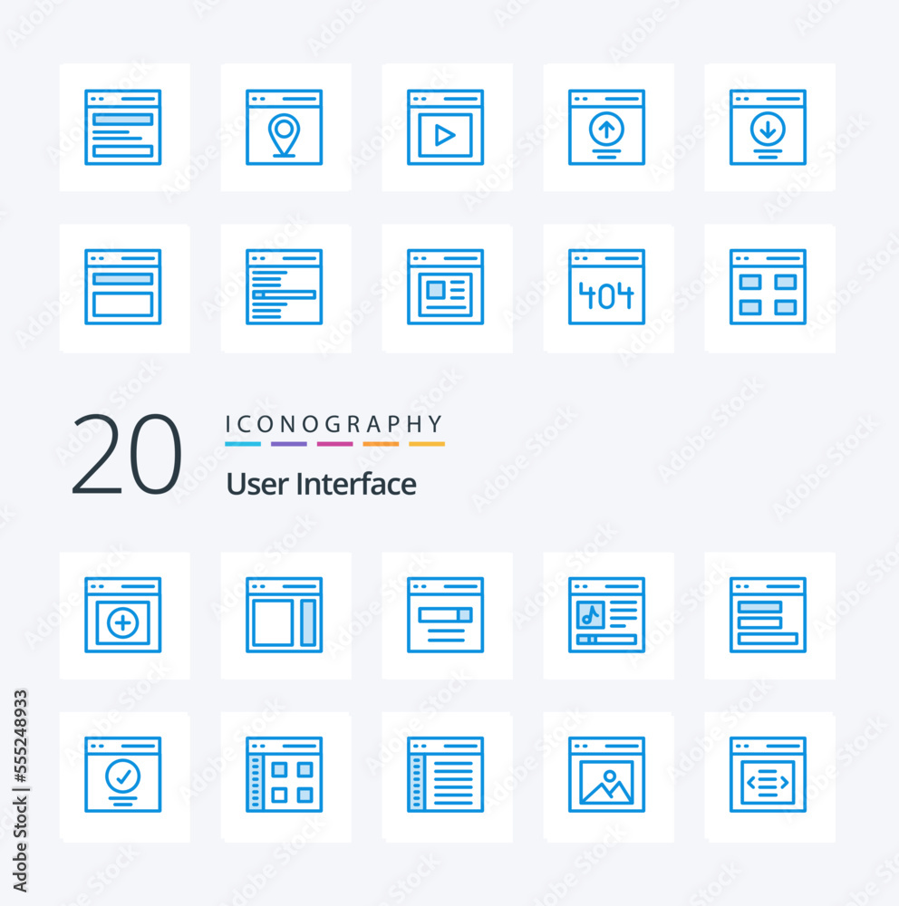 20 User Interface Blue Color icon Pack like map communication sidebar ...