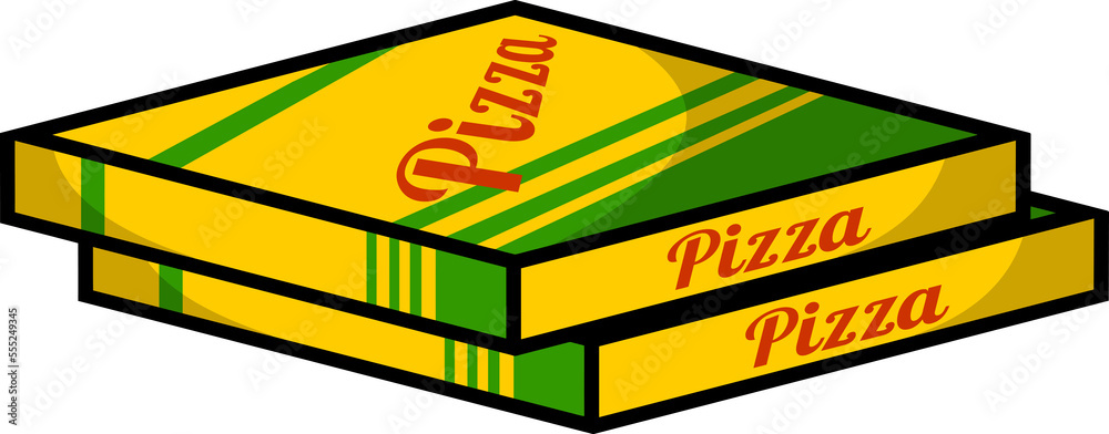 Cartoon Pizza Boxes. Hand Drawn Illustration Isolated On Transparent ...