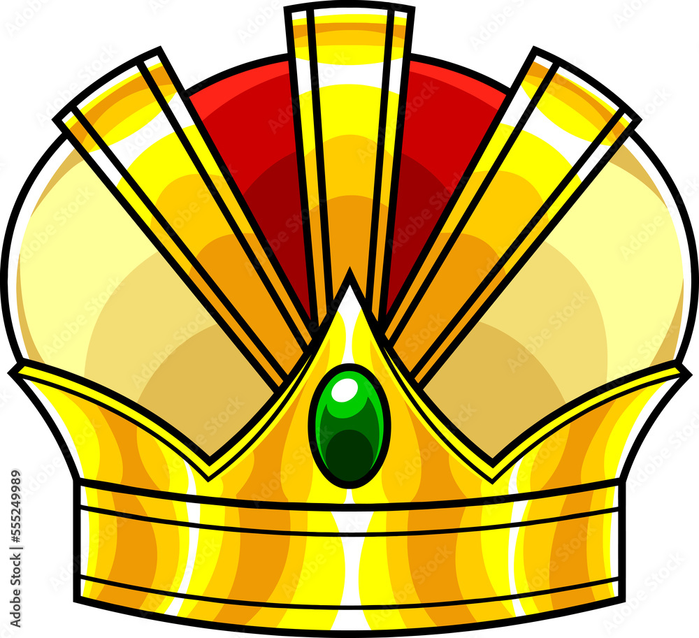 Cartoon Golden Crown With Diamond. Hand Drawn Illustration Isolated On ...