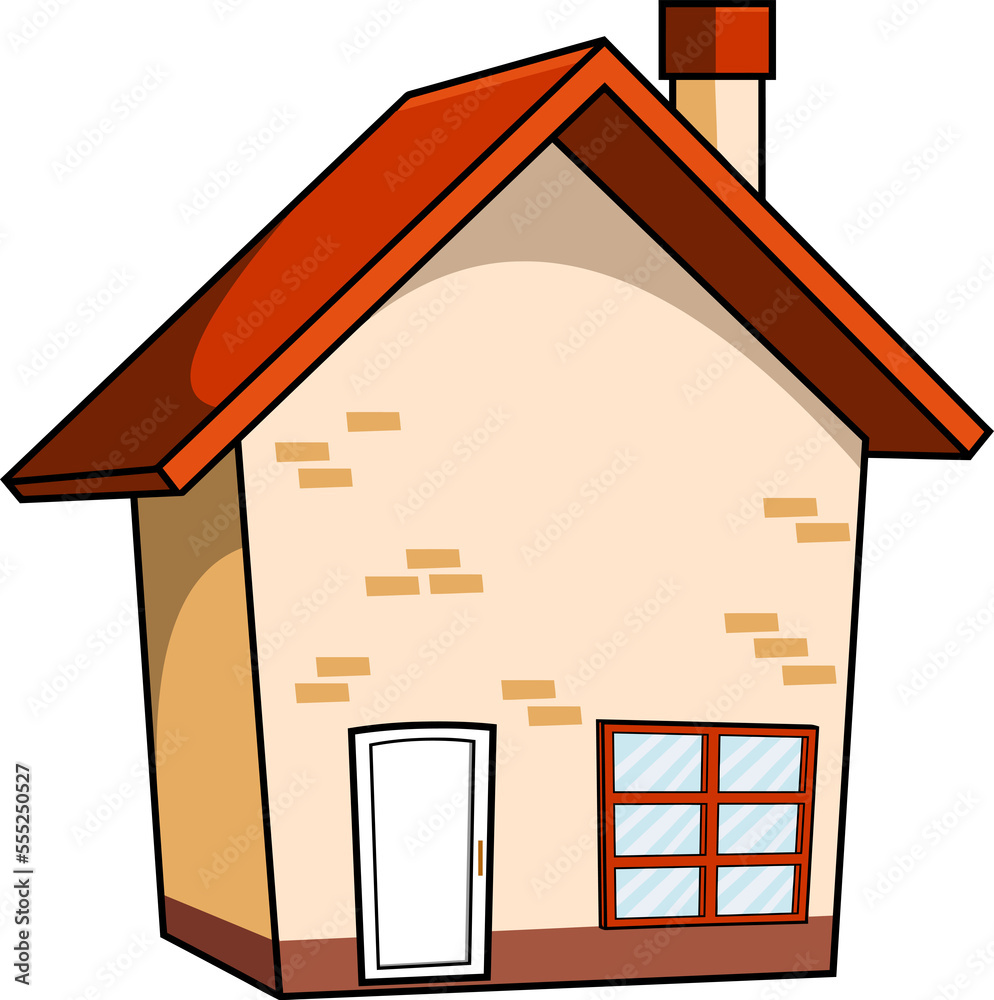 Cartoon House. Hand Drawn Illustration Isolated On Transparent ...