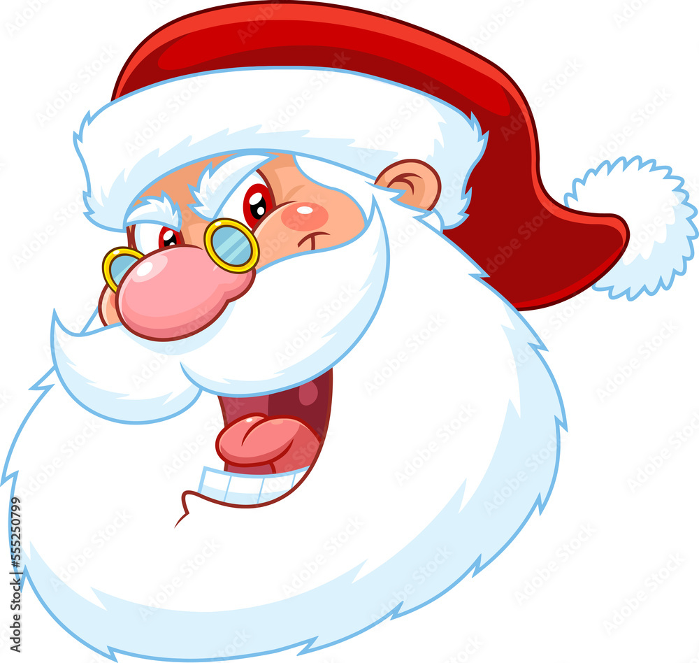 Angry Santa Claus Face Portrait Cartoon Character Scream. Hand Drawn ...