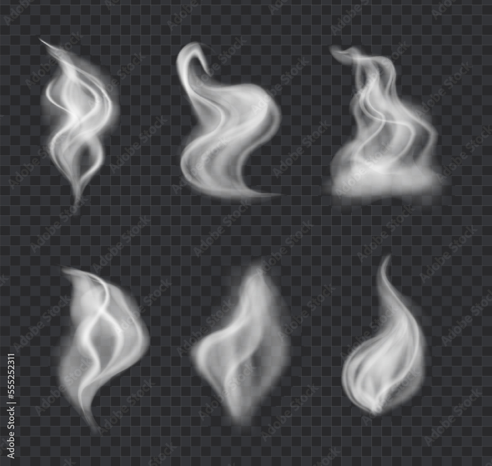 Smoke vector collection, isolated, transparent background. Set of ...