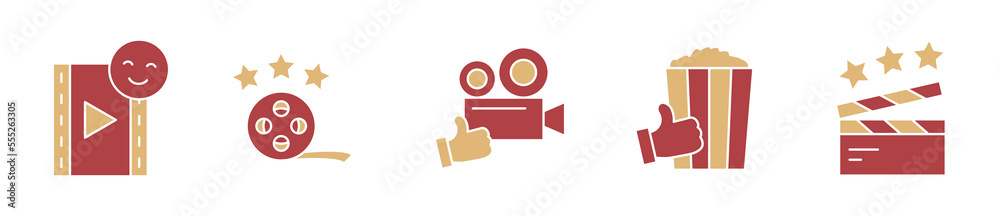 Film review modern filled icon set, movie rating concept, star rating ...