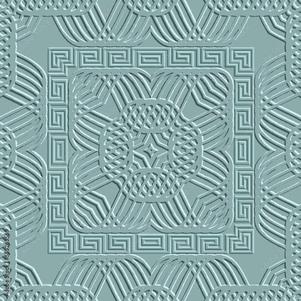 Greek textured 3d seamless pattern. Vector emboss ornamental background ...