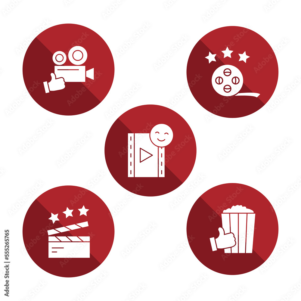Cinema voting modern circular icon set, movie review concept, film ...