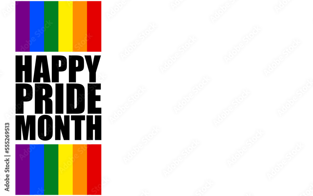 LGBT Pride Month. Heart with multicolored flag and the text Happy Pride ...