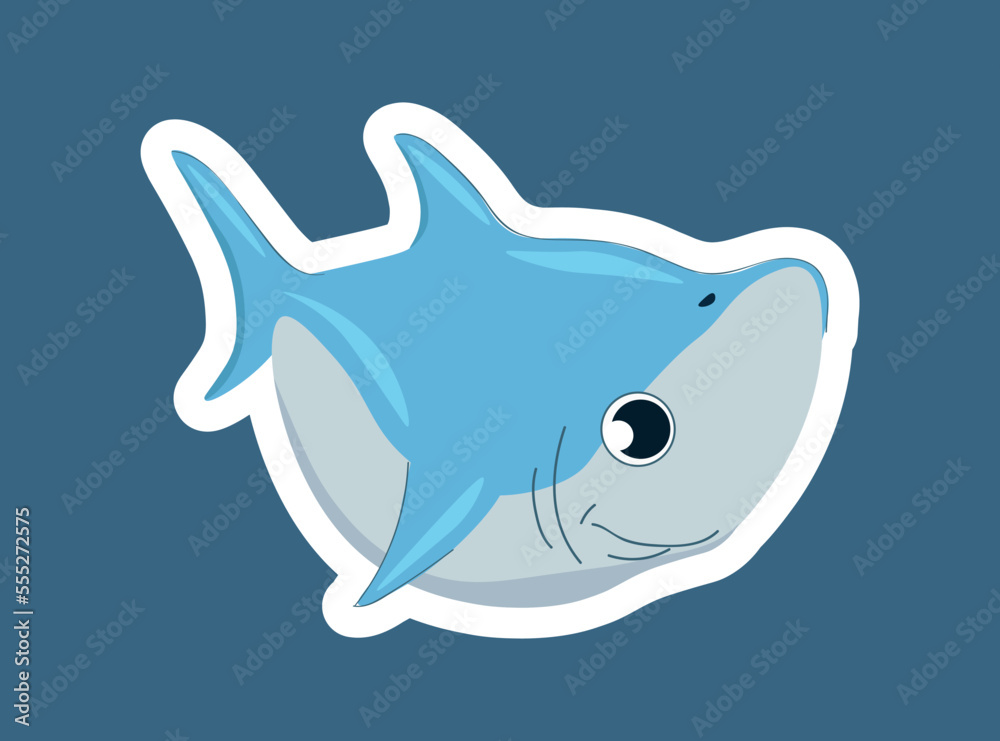 Cool shark icon. Charming and adorable character, dangerous predator ...