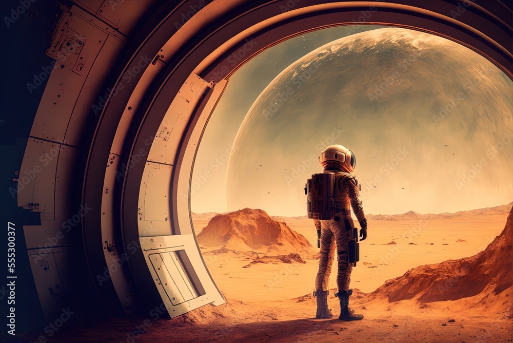 Human astronaut at a Mars outpost. Establishment of a Space Station or ...