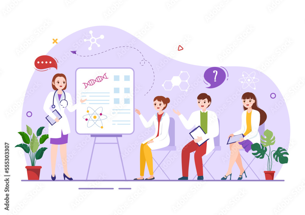 Medical School with Students Listening to Doctor Lecture and Learning ...